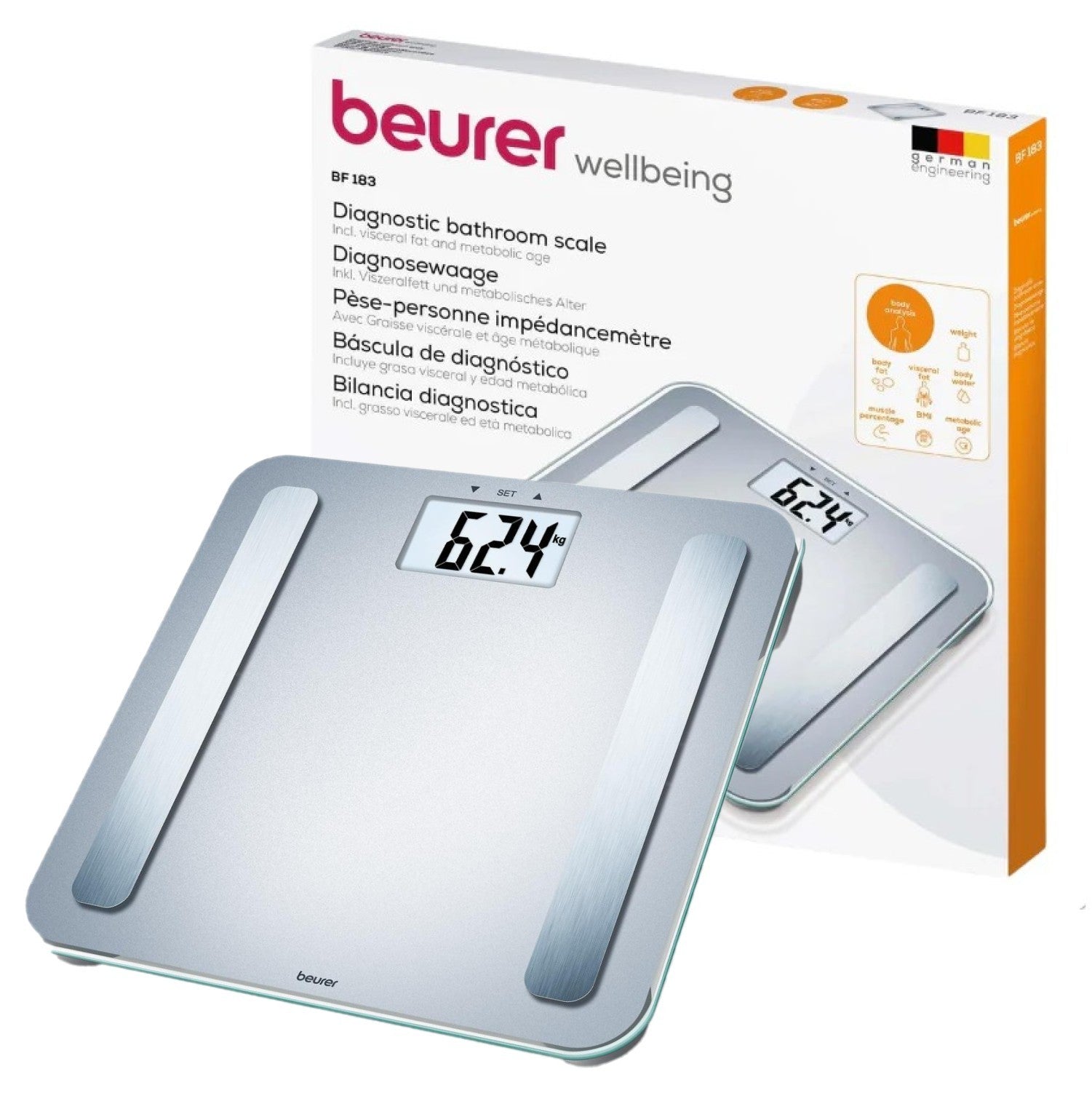 Beurer BF 183 Diagnostic Bathroom Scale for Measurement of Weight, Bod