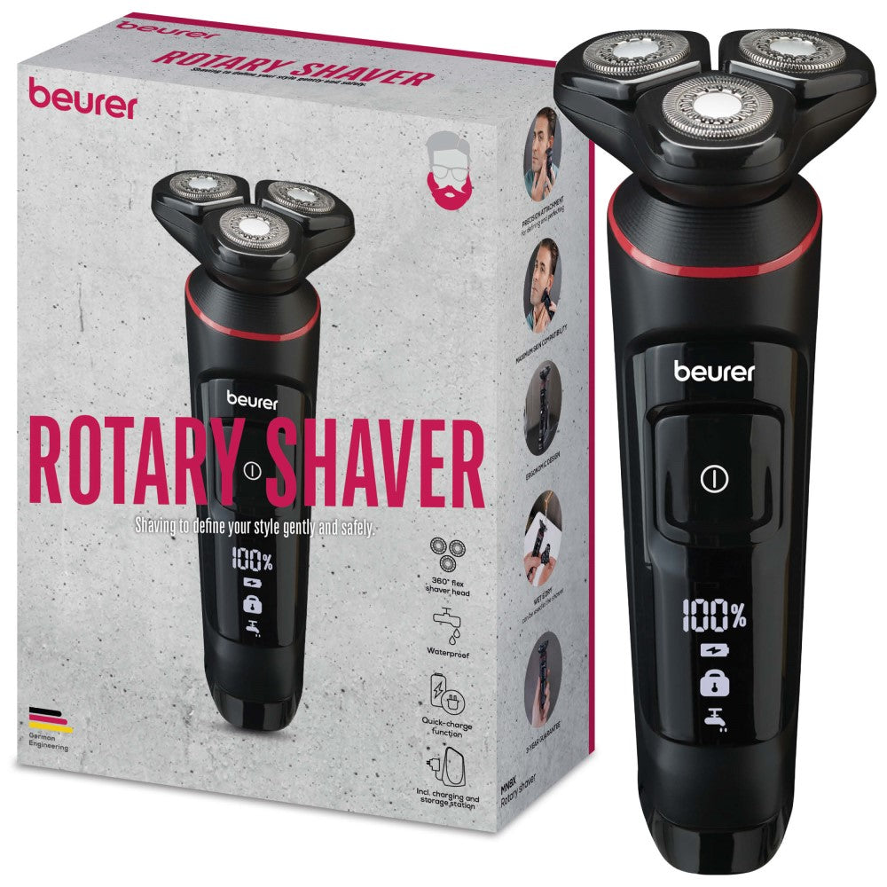 Beurer Germany MN8X Electric Shaver: Rotary Shaver with 360° Flexible